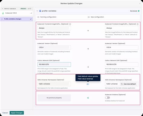 Modify Cluster Profile Variables Palette