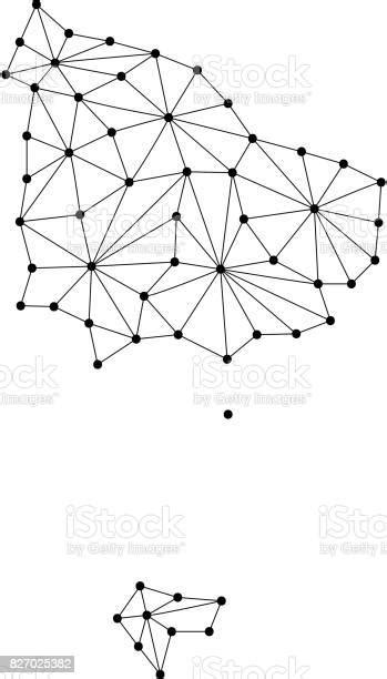 Norfiolk 지도 다각형 모자이크의 네트워크 광선 및 점 벡터 일러스트 레이 션 라인 0명에 대한 스톡 벡터 아트 및 기타