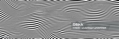 간단한 물결 모양의 배경 착시 Op 아트와 줄무늬 패턴의 벡터 일러스트 긴 수평 배너 0명에 대한 스톡 벡터 아트 및 기타 이미지 Istock