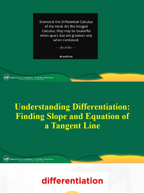 Differentiation Finding Slope And Equation Of A Tangent Line Pdf