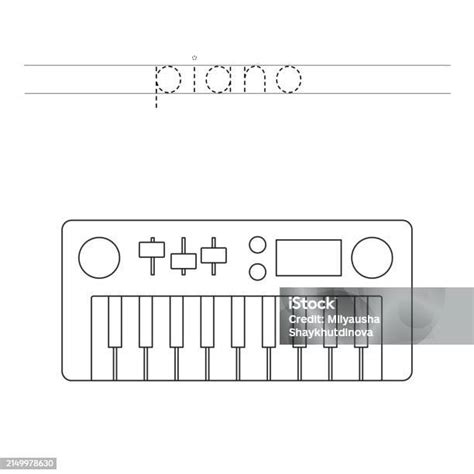 글자를 따라 어린이 피아노를 색칠하세요 아이들을 위한 손글씨 연습 악기에 대한 스톡 벡터 아트 및 기타 이미지 악기 완구류 0명 Istock