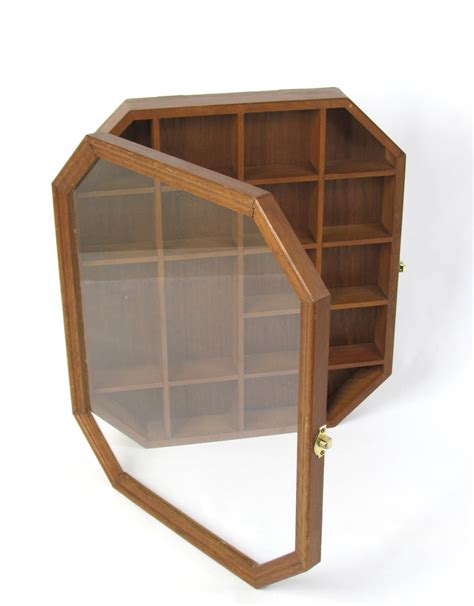 Octagonal Shaped Collectibles Display Housing Unit Glass Door Curio