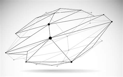 치수 격자 메쉬 벡터 추상화 흰색 기술 및 과학 디지털 스타일의 라인과 점으로 동적 연결을 통해 격리 된 3d 다각형 디자인 추상적 인 모양 0명에 대한 스톡 벡터 아트 및