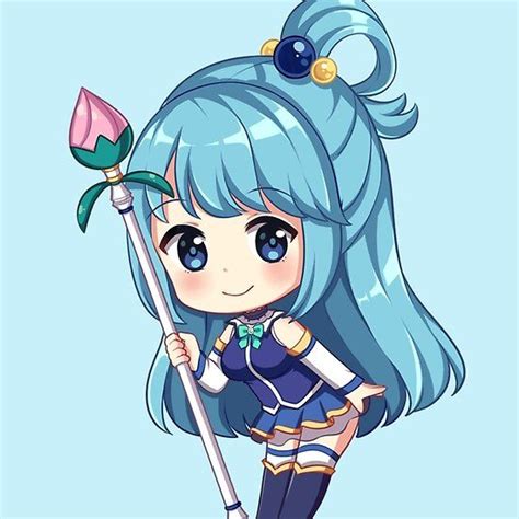 Konosuba Aqua Waifu Chibi Sticker By Xiaokoong Chibi Aqua Konosuba