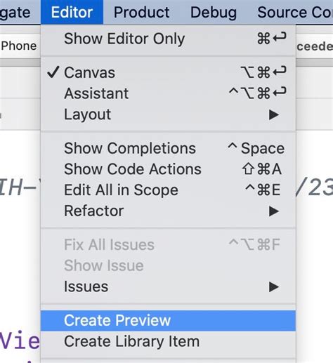 xcode 12 2 的 create preview xcode 12 2 的 menu 多了方便的 create preview
