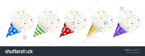 Exploding Party Popper Confetti Streamer Stock Vector Royalty Free