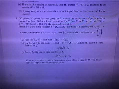 Solved If Matrix A Is Similar To Matrix B Then The Matrix Chegg