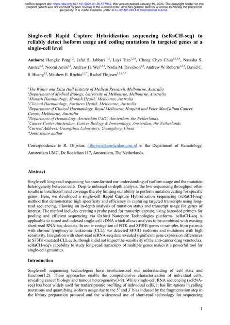 Pdf Single Cell Rapid Capture Hybridization Sequencing Scrach Seq To Reliably Detect Isoform