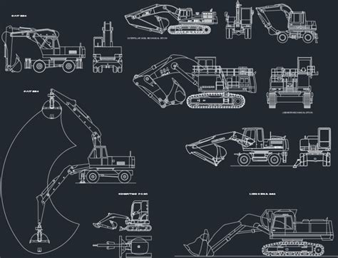 Excavator Cad Block Construction Equipment Dwg