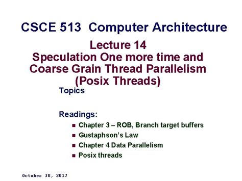 Csce 513 Computer Architecture Lecture 14 Speculation One