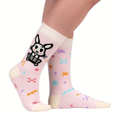 Skelly Bunny Unisex Crew Socks Crew Socks Novelty Socks Kawaii Socks