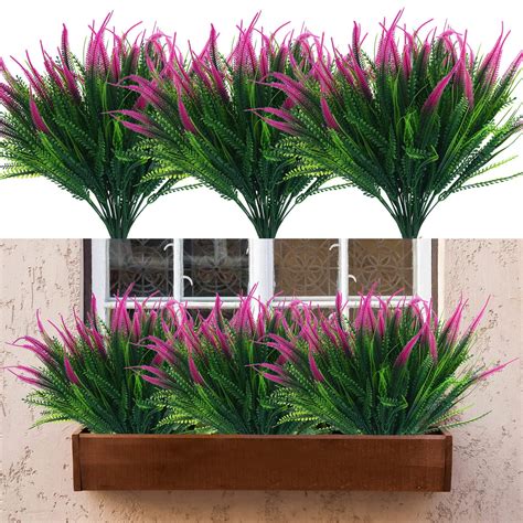 16 Pcs Artificial Plants For Outdoors Uv Resistant Plastic Faux Shrubs