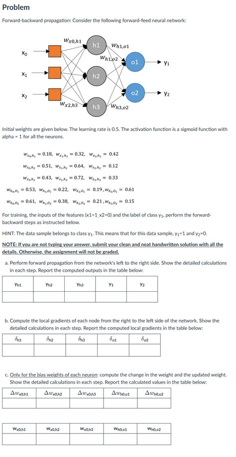 solved c ﻿only for the bias weights of each neuron compute