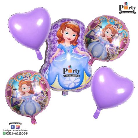 Sofia The First Birthday Theme Foil Balloons Set Partyaccessoriespk
