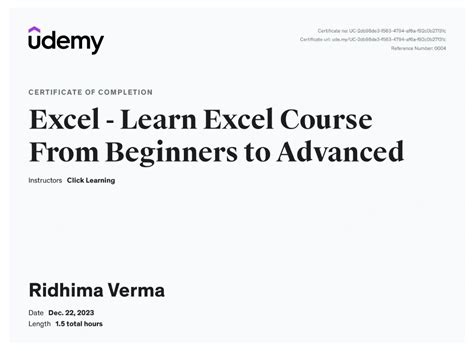 Ridhima Verma On Linkedin Udemy Udemycertification Udemycourse Excel