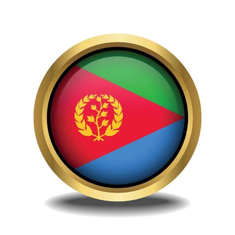 Eritrea Flag Circle Shape Button Glass In Frame Golden 20448721 Vector