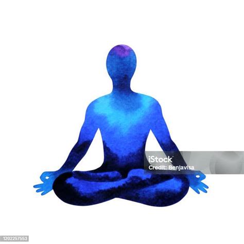 색상 차크라 인간의 연꽃 포즈 요가 추상세계 당신의 마음 정신 수채화 그림 그림 디자인 손으로 그린 내부 우주 무드라에 대한