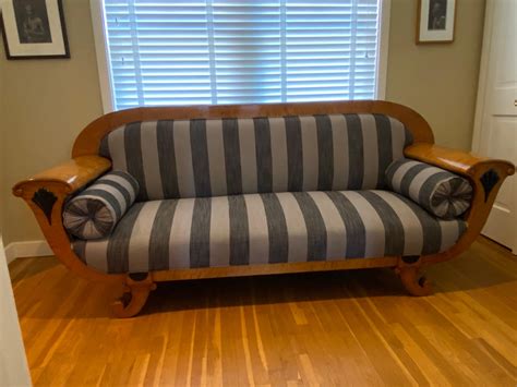 Northern Europe Biedermeier Birch Sofa With Ebonzied Wood Details