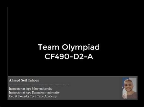 Team Olympiad Codeforces CF D A YouTube