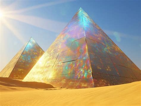 Egyptian Pyramids Reimagined As Colossal Glass Structures Stock