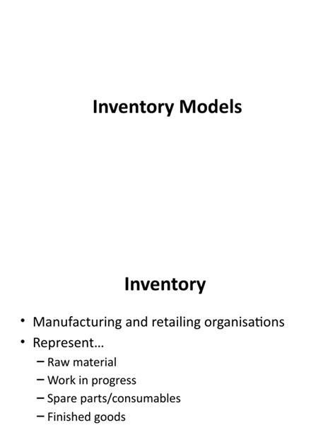 Inventory Models Pdf