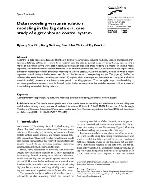 Pdf Data Modeling Versus Simulation Modeling In The Big Data Era