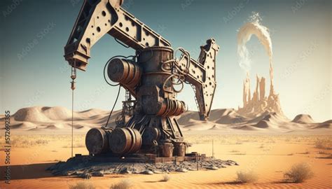 Oil Rig Pumps In Desert A Symbol Of Rising Energy Costs And The Energy