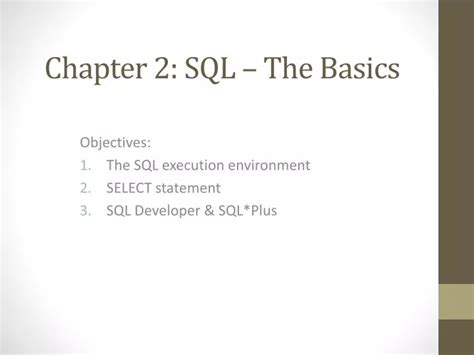 PPT Chapter SQL The Basics PowerPoint Presentation Free Download ID