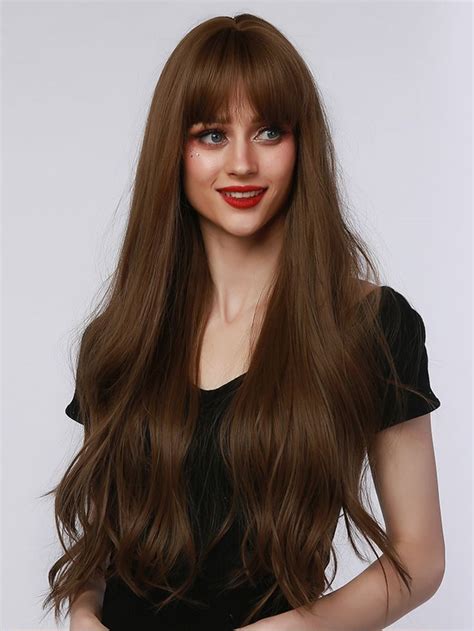 Natural Long Curly Wig With Bangs Long Curly Wig Long Wigs Long