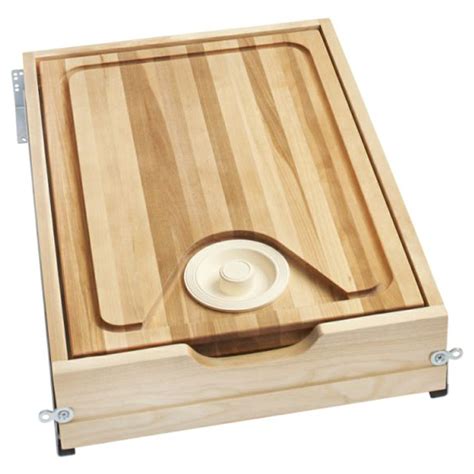REV A SHELF 18 Face Frame Cut Out Cutting Board Drawer With Soft Close Slides Maple Rev A Shelf