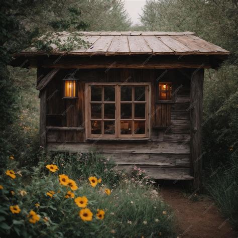 Tiny Rustic Cabin With Lots Of Premium Ai Generated Image