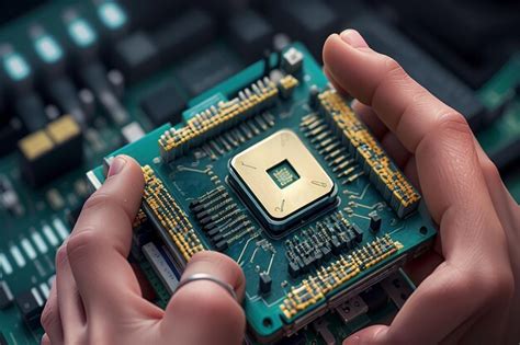 Premium Ai Image Impressive Closeup Of A Hand Holding A Processor Illustrating The