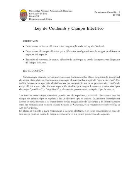 Pdf Ley De Coulomb Y Campo El Ectrico · Pdf Fileley De Coulomb Y