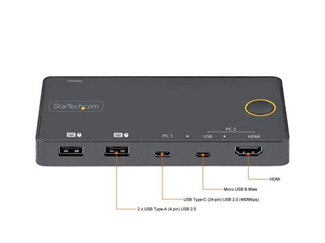 Port Hybrid USB A HDMI USB C KVM Switch Single K Hz HDMI Monitor Compact Desktop