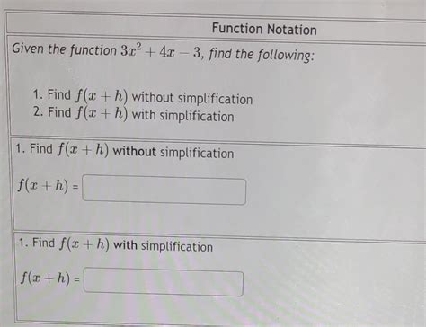 Solved Given The Function 3x24x−3 Find The Following 1