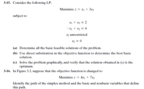 Solved 3 15 Consider The Following Lp Text