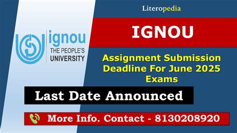 Ignou Assignment Submission Deadline For June 2025