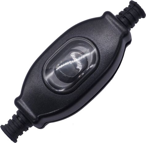 Weideer Black Waterproof Inline Cord Switch 3A 250V AC ON OFF Cord Lamp Rocker Switches For