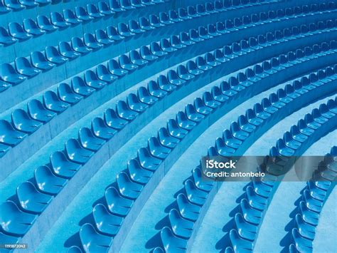 Sports Geometric Pattern Semicircular Rows Of Plastic Seats Blue Trend