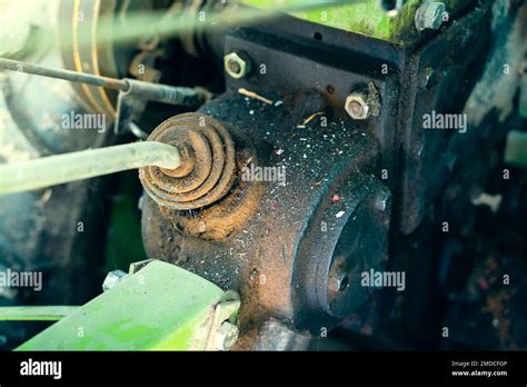 Gear Lever On A Walk Behind Tractor Close Up On A Blurred Background Control Elements Of