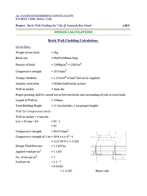 Brick Cladding Calcs Full 6 Pdf Building Materials Building Engineering