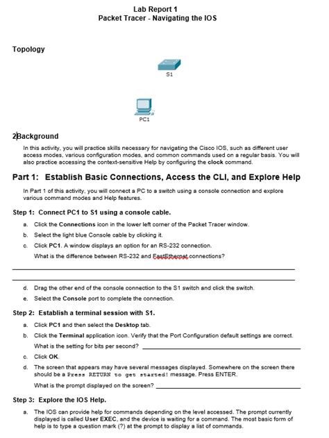 Solved Lab Report Packet Tracer Navigating The IOS Topology PCI Course Hero