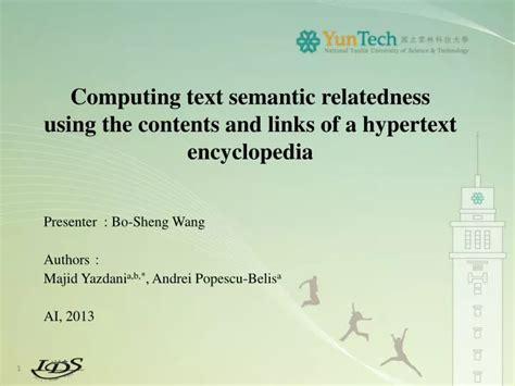 Ppt Computing Text Semantic Relatedness Using The Contents And Links