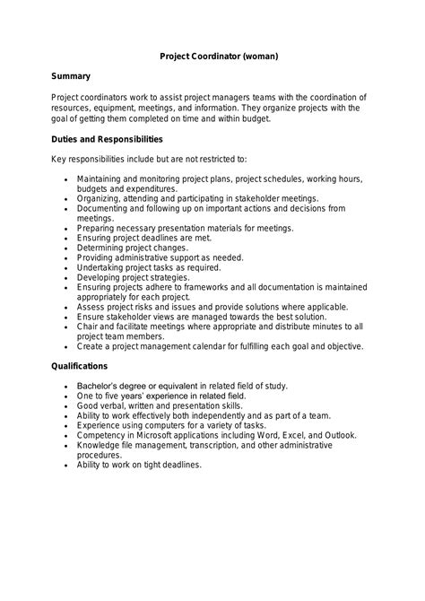 Project Coordinator Woman Docx Docdroid