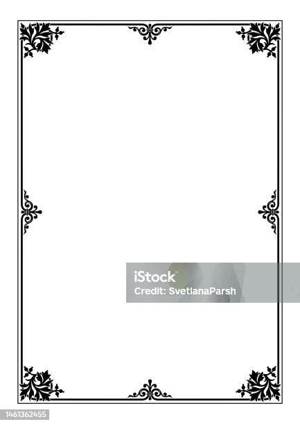 장식 직사각형 블랙 프레임 워크입니다 페이지 장식 A3 A4 페이지 크기 0명에 대한 스톡 벡터 아트 및 기타 이미지 0명