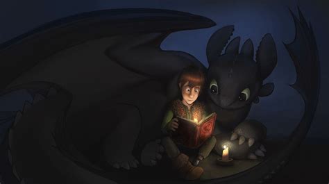 How To Train Your Dragon Fan Art Toothless And Hiccup Read A Book