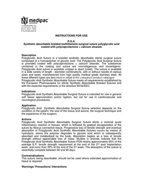 Medipac Equivalent Pdf Surgical Suture Surgery