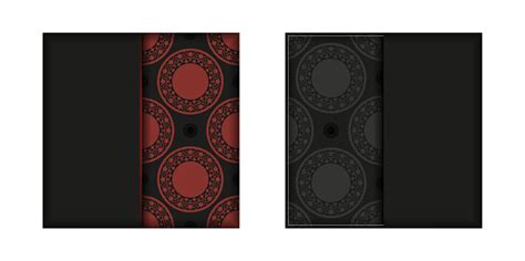 고급 스러운 장식으로 검은 색 빨간색 색상의 인쇄 디자인 엽서를 위한 벡터 템플릿 텍스트 및 빈티지 패턴에 대한 장소와 초대