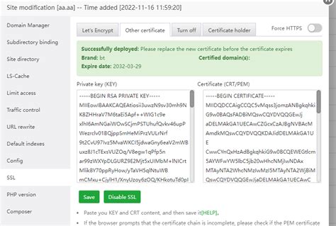 Other Certificates Section Not Working After Upgrade To 6828 Aapanel Free Hosting