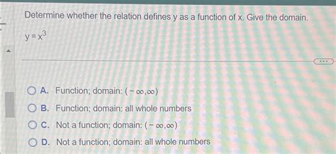 Solved Determine Whether The Relation Defines Y ﻿as A